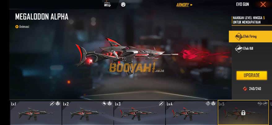 Bocoran Statistik dan Level Evo Gun Scar Megalodon Alpha Free Fire (FF)!
