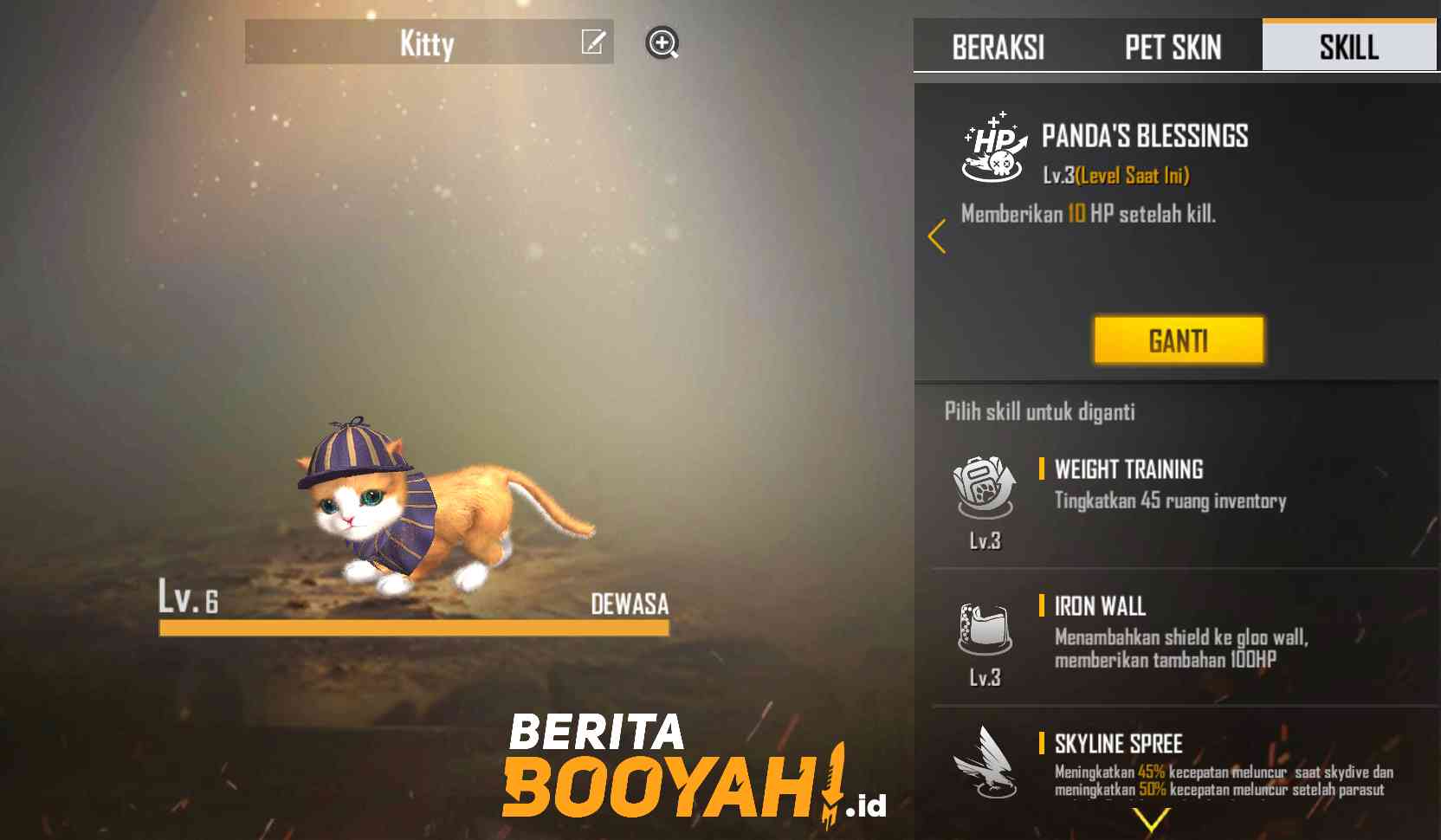 Fakta Seputar Kitty, Pet Berbentuk Kucing yang Pertama di Free Fire (FF)