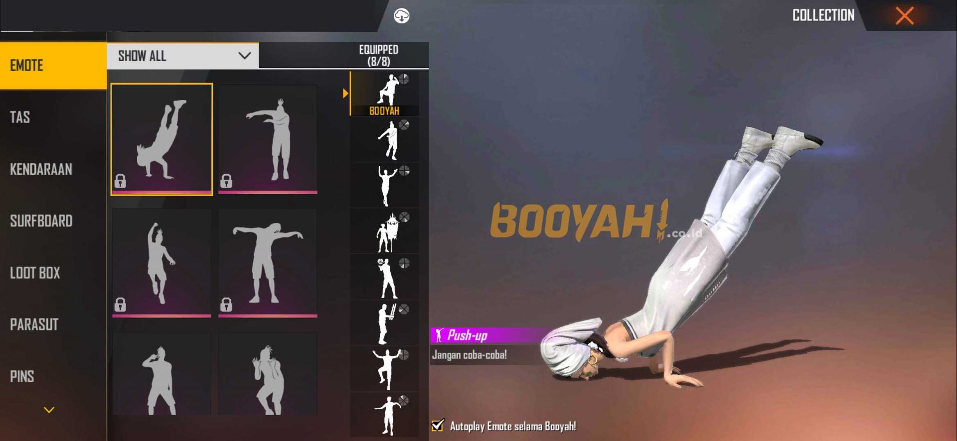 Free Fire (FF) Ubah Deskripsi pada Emote Push Up!