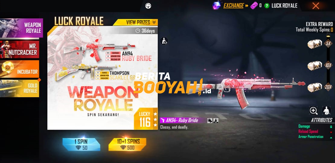 AN94 Ruby Bride dan Thompson Scarlet Groom, Weapon Royale Baru FF!