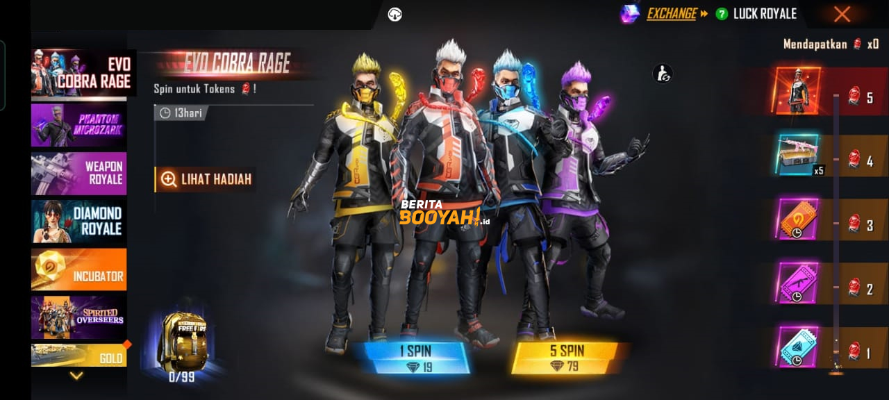 Bundle Evo Cobra Rage FF Hadir Kembali di Completion Gacha Free Fire!