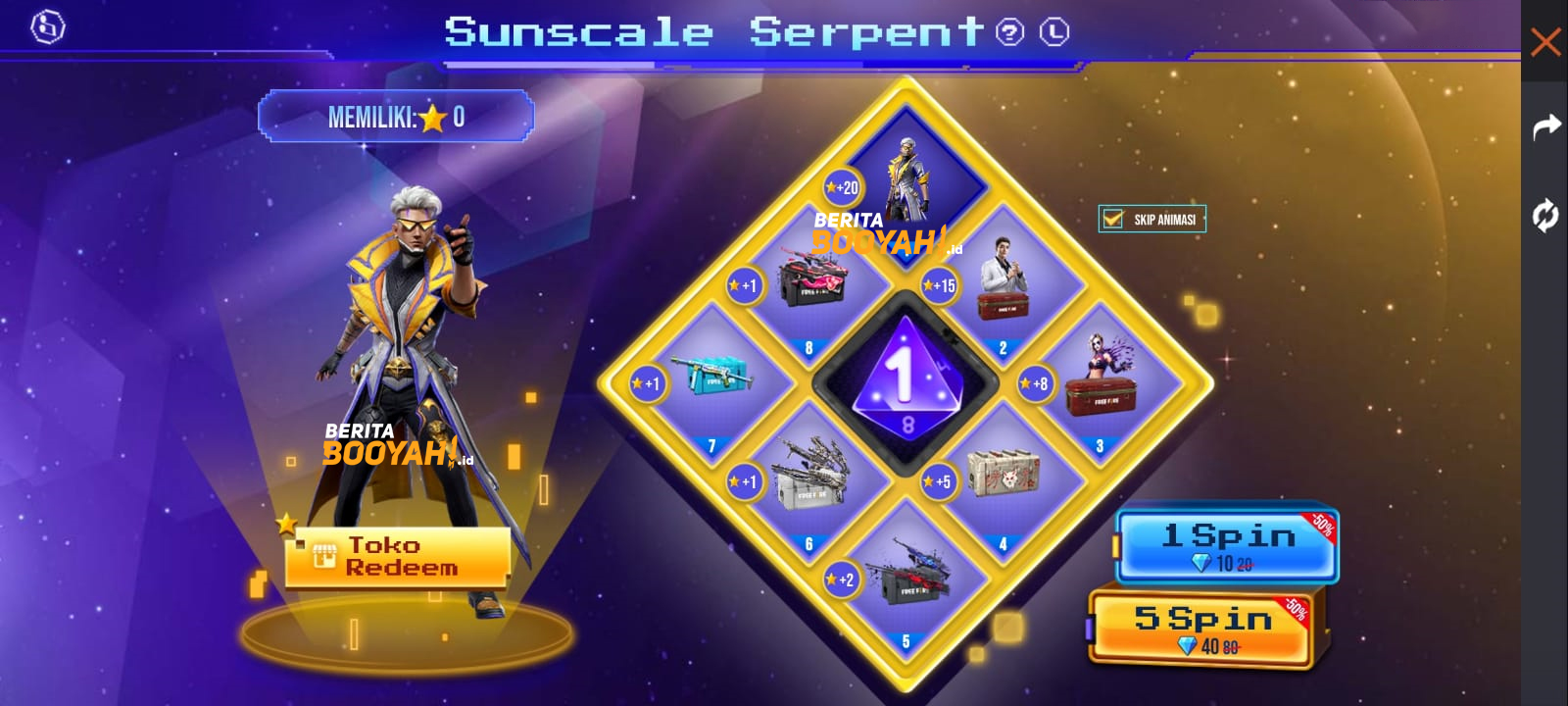 Sunscale Serpent Free Fire (FF), Bundle Baru di Event Gaming Dice!