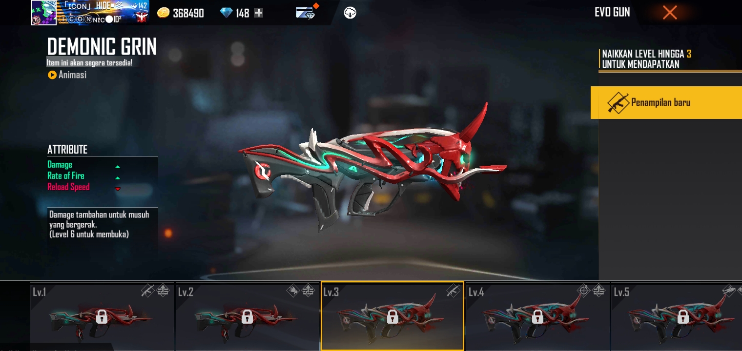 Bocoran Lengkap Evo Gun Skin FAMAS Demonic Grin Free Fire (FF)!