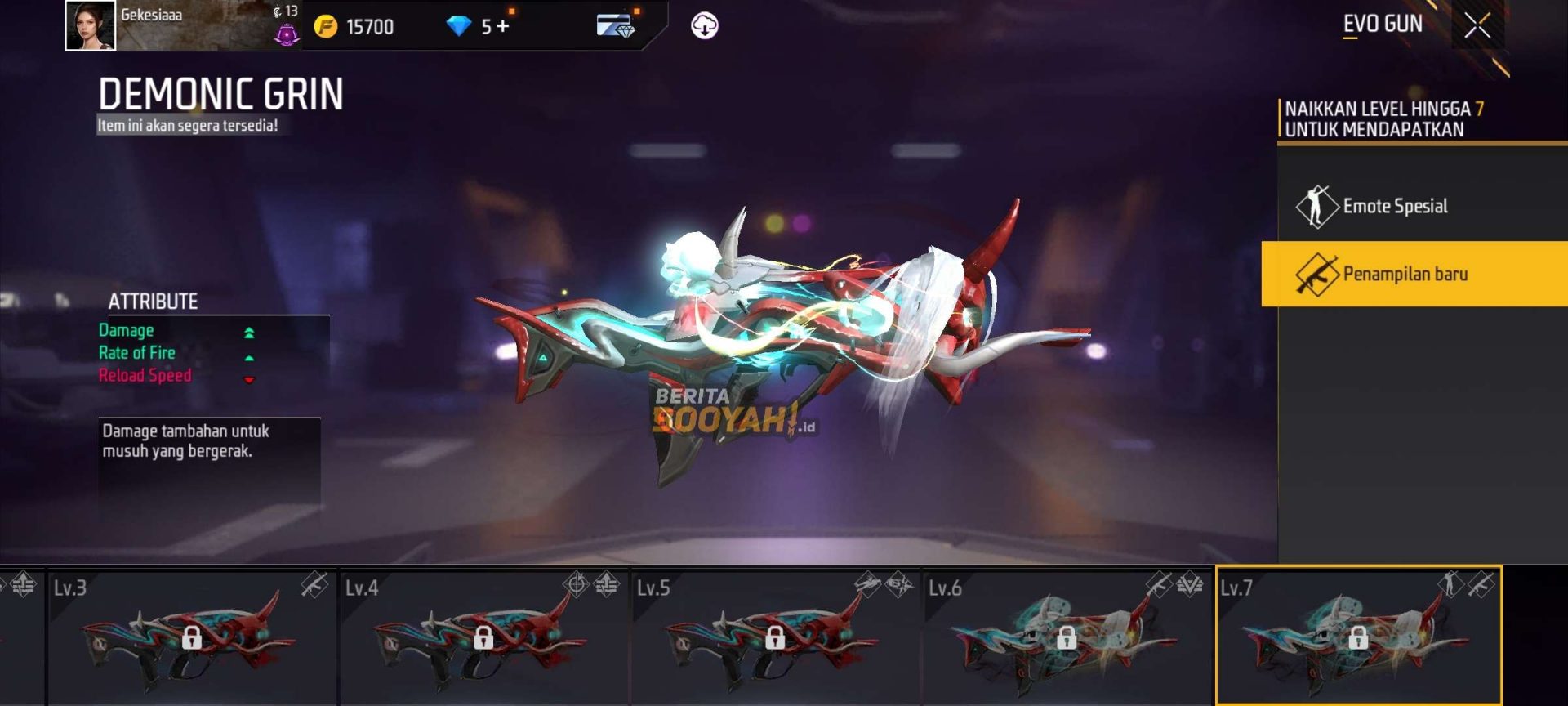 Evo Gun Free Fire (FF) Ini Punya Atribut Tambahan yang Unik! Apa Saja?