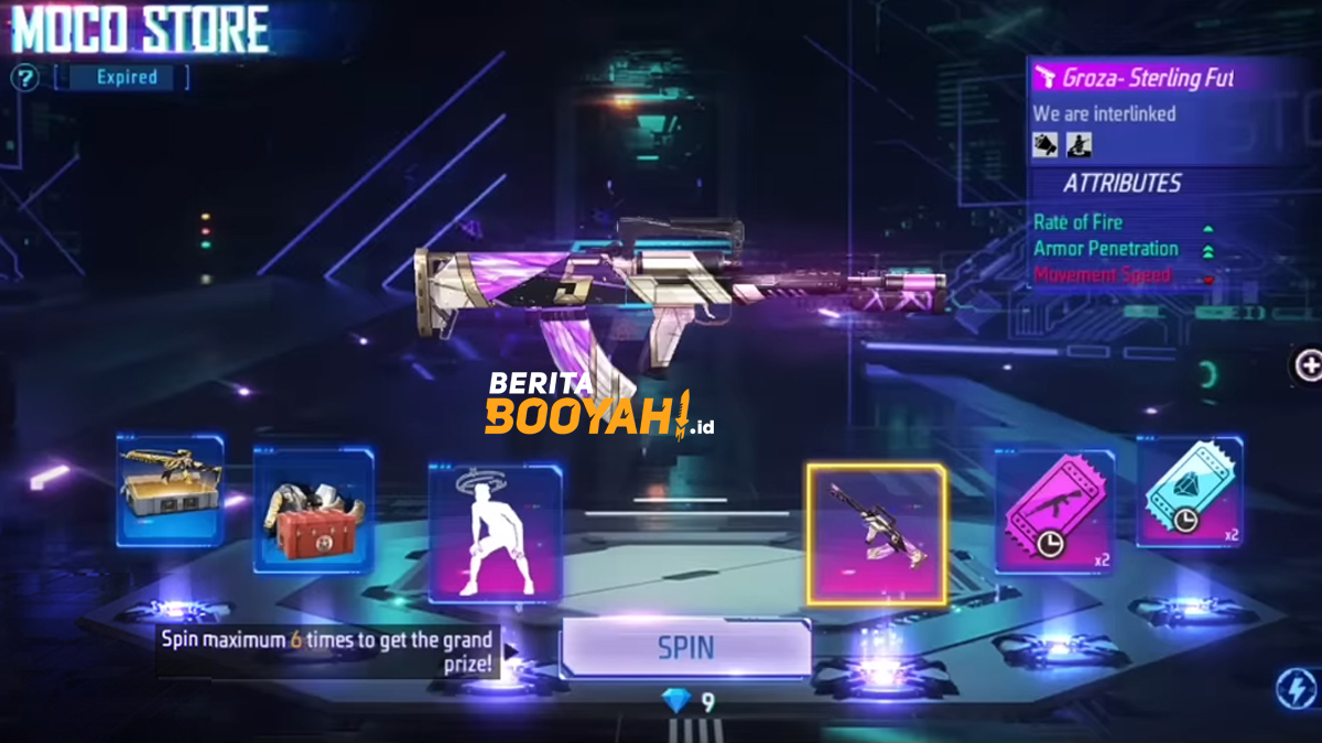 Dapatkan Gun Skin Groza Sterling Futurnetic FF di Moco Store Free Fire!